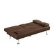 Coffee Convertible Futon Sofa Bed with Adjustable Backrest and Cup ...