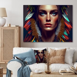 Designart 'Colorful Sensual Woman In Fur Coat VIII' Woman Seductive ...