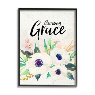 Stupell Amazing Grace Calligraphy White Flower Blossom Botanicals ...