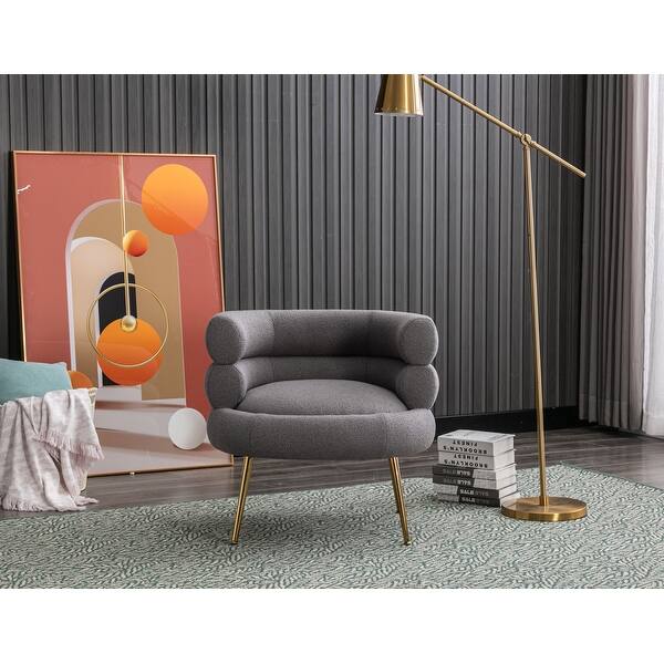 Polyester Upholstered Tubulous Accent Chair With Golden feet - Bed Bath ...