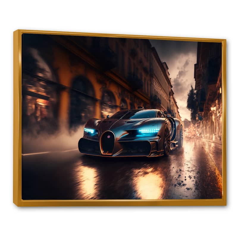 Designart "Futuristic Black Bugatti Sports Car Racing I" Cars Race Car ...