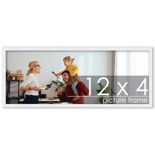 12x4 or 4x12 Frame White Solid Pine Wood Picture Frame | UV Acrylic ...