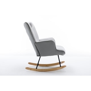 Comfy Wingback Glider Rocker with Safe Solid Wood Base for Living Room ...