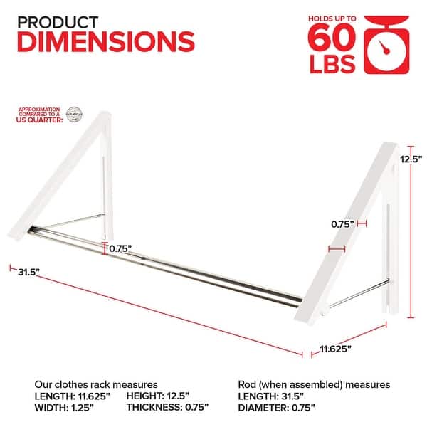 Double Foldable Clothing Rack w/Extension Rod, Wall-Mounted Retractable ...