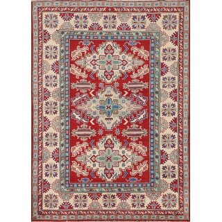 Traditional Kazak Rug Handmade Red Wool Carpet - 5'1" x 6'9" - Bed Bath ...