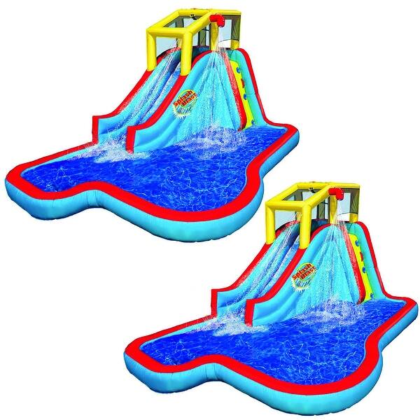 Banzai Slide N Soak Splash Park Inflatable Outdoor Kids Play Center (2 ...