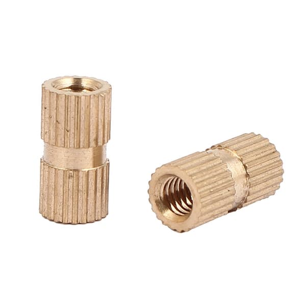 M4 x 12mm Brass Cylinder Knurled Threaded Round Insert Embedded Nuts ...