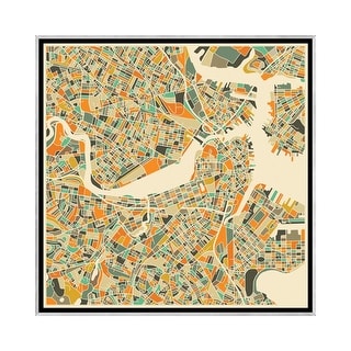 iCanvas "Abstract City Map of Boston" by Jazzberry Blue Framed - Bed ...