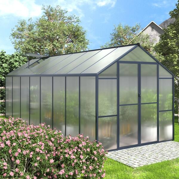 VEIKOUS Walk-In Greenhouse Kit with Adjustable Roof Vent, Grey - 8'x16 ...