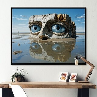 Designart "Surreal Cube Head By" Abstract Landscape Framed Canvas Wall ...