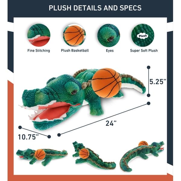 DolliBu Soft Huggable Alligator Stuffed Animal with Basketball Plush ...