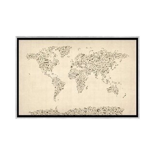 iCanvas "Music Notes Map of The World" by Michael Tompsett Framed - Bed ...