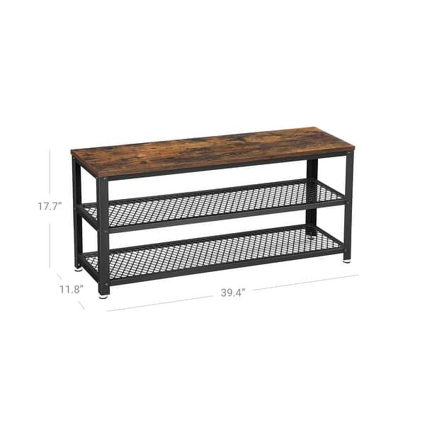 VASAGLE Industrial Shoe Bench, 3-Tier Shoe Rack, 39.4 Inches Long ...