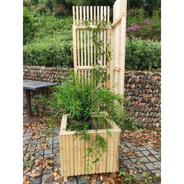 70in x 20in x 20in Wooden Cafe Barrier Planter with Trellis - 1 Set ...