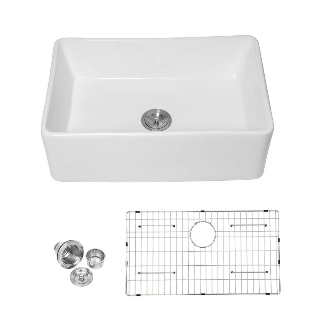 CB HOME 30"/33" Modern Farmhouse Kitchen Sink, Ceramic Single Bowl ...