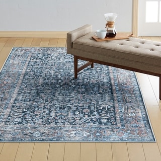 Everwash Callaghan Edith Distressed Vintage Machine Washable Area Rug ...