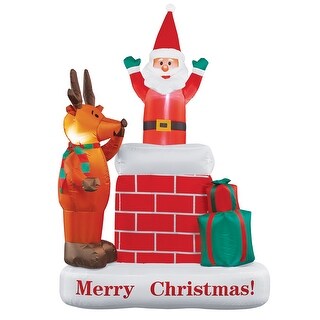 6-Foot Santa Chimney Moving Christmas Outdoor Inflatable - 49 x 73 x 40 ...