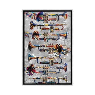 iCanvas "Musical Instruments Colorful Trumpet" by Juleez Framed - Bed ...