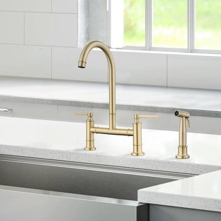 Vanityfair 2-Handles Bridge Kitchen Faucet with Pull-out Side Spray ...