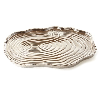 Botanic Collection Titanium Porcelain Tree Bark Tray 16 x 10" Silver ...