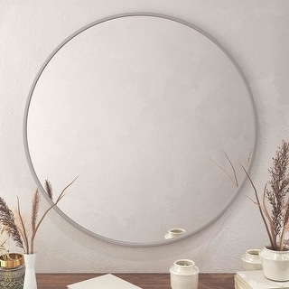 36 inch Round Aluminium Alloy Framed Wall Mirror in Silver - Bed Bath ...