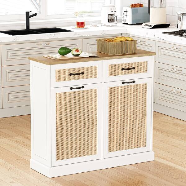 Rattarn Kitchen Tilt Out Trash Can Cabinet with Drawer - Bed Bath ...
