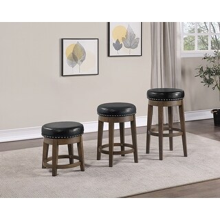 Poundex Round Armless Stool with Swivel Upholstered Seat (Set of 2 ...