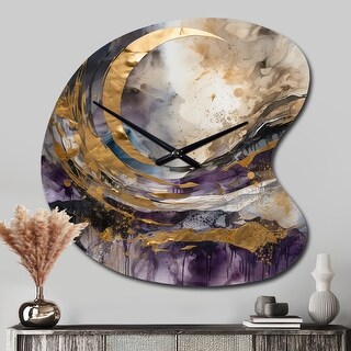 Designart - Purple Gold Captivating Liquid Ink - Abstract Marble Large ...