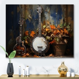 Designart "Golden Oak Banjo Resonance II" Music Wall Décor Brown ...