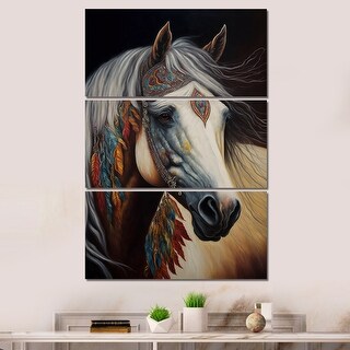 Designart "Amerindian Horse With Feathers II" Animals Horse Indian ...