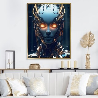 Designart "Robotic Opponent IV" Robot Framed Canvas Art Print - Bed ...