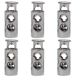 6pcs Spring Cord Locks Double Hole End Stoppers Fastener Silver Tone ...