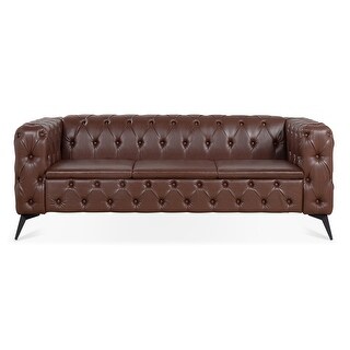 Loveseat Sofa Couch Removable Cushion 3 seater Sofa, Dark Brown PU ...