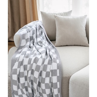 Checker Feather Knit Throw - Bed Bath & Beyond - 41775331