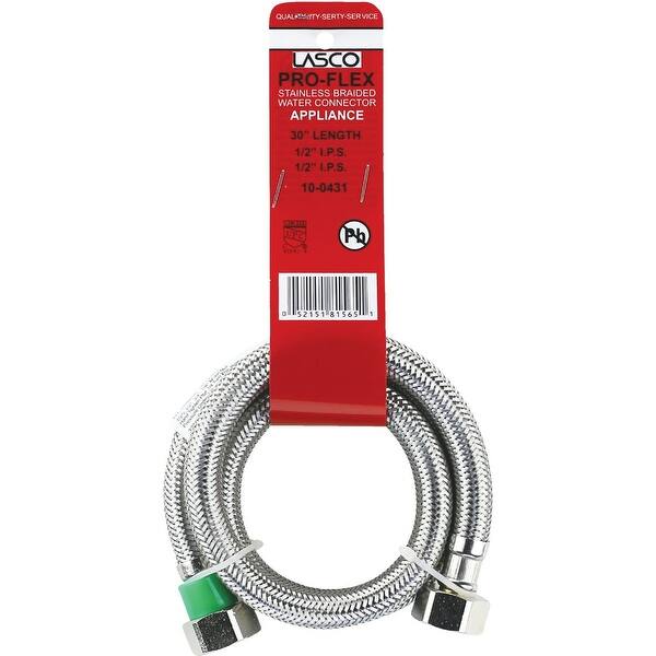 Lasco 1/2 In. IPS x 1/2 In. IPS x 30 In. L Braided Stainless Steel Flex ...