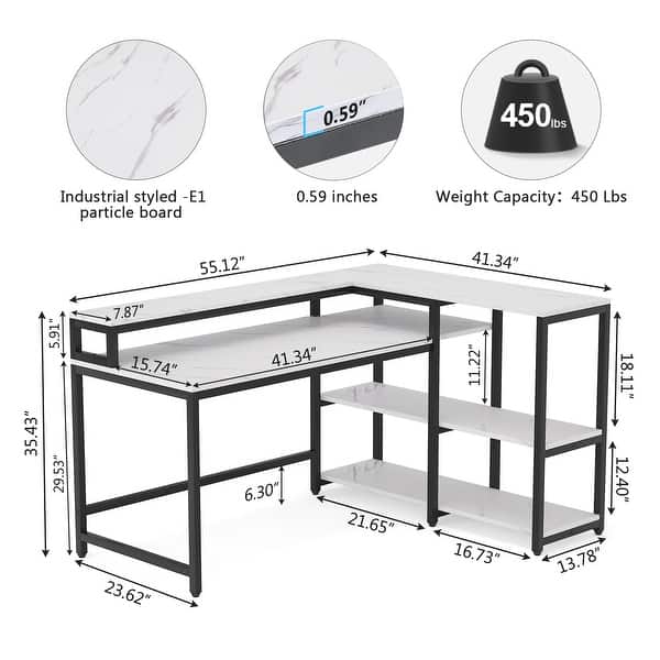 Tribesigns 55/53 inch Reversible L Shaped Computer Desk with Storage ...