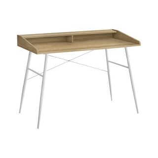 Modern Desk with Metal Base & X-Shaped Support - Bed Bath & Beyond ...