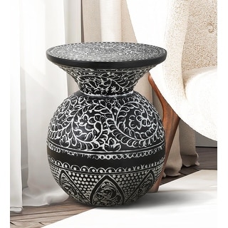 NAVI Black & White Side Table Bohemian Accent Table for Living Room ...