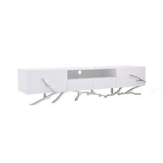 Cid 79 Inch TV Media Console, 2 Drawers, Modern Tree Branch Design Base ...