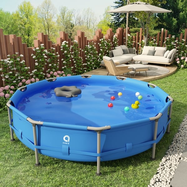 10/12FT Large Summer Metal Frame Swimming Pool Above Ground 【Promotion ...