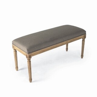40" Gray and Brown Contemporary Lille Bench with Square Border - Bed ...