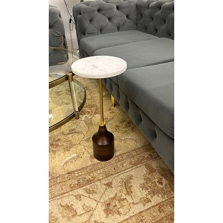 Mercury Marble Wooden Side Table - Bed Bath & Beyond - 40868228