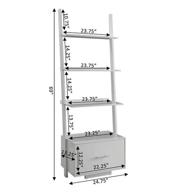 Convenience Concepts American Heritage Ladder Bookshelf with File ...