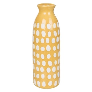 Transpac Ceramic Yellow Vase w/White Dots Home Decorations Spring - Bed ...