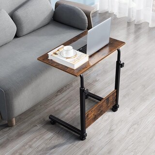 Adjustable Rolling C-Shaped Side Table for Sofa, 23.6"L x 15.75"W, 30 ...