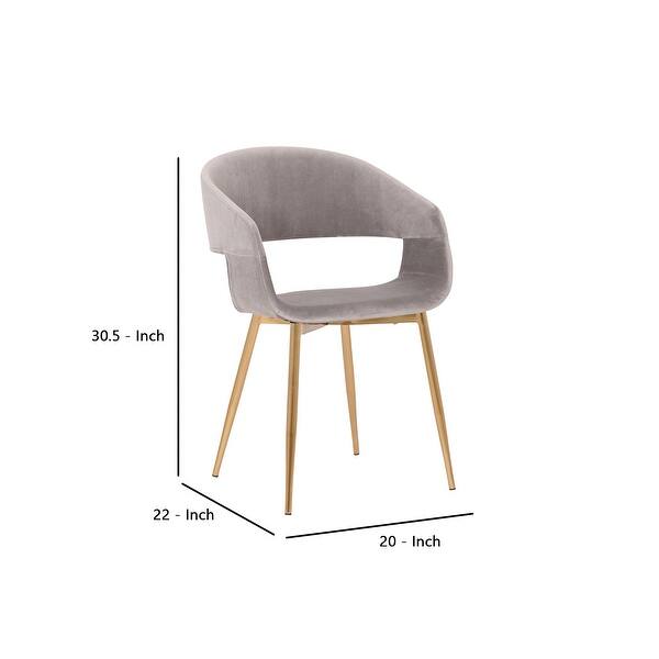 Upholstered Open Back Dining Accent Chair with Gold Angled Legs, Gray ...