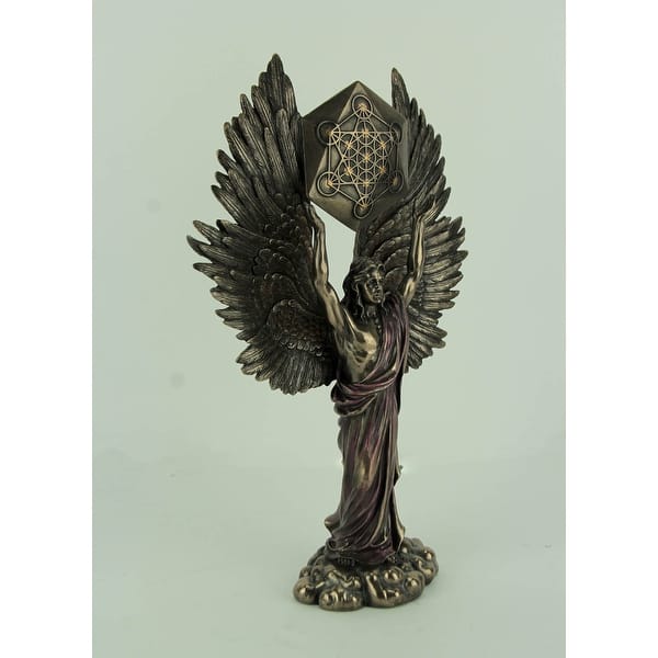 Archangel Metatron Holding Up Sacred Geometry Cube Statue - 13.75 X 9 X ...