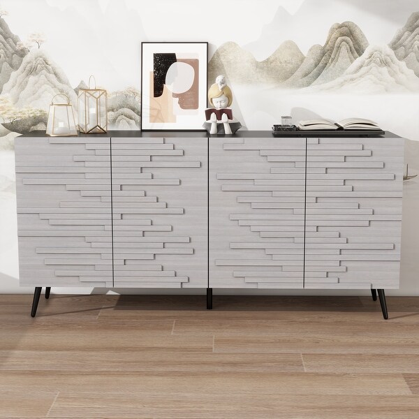 63 Inch Black Modern Rustic Sideboard with Wood Grain Decorative Doors 63 in Width Bed Bath Beyond 42466979