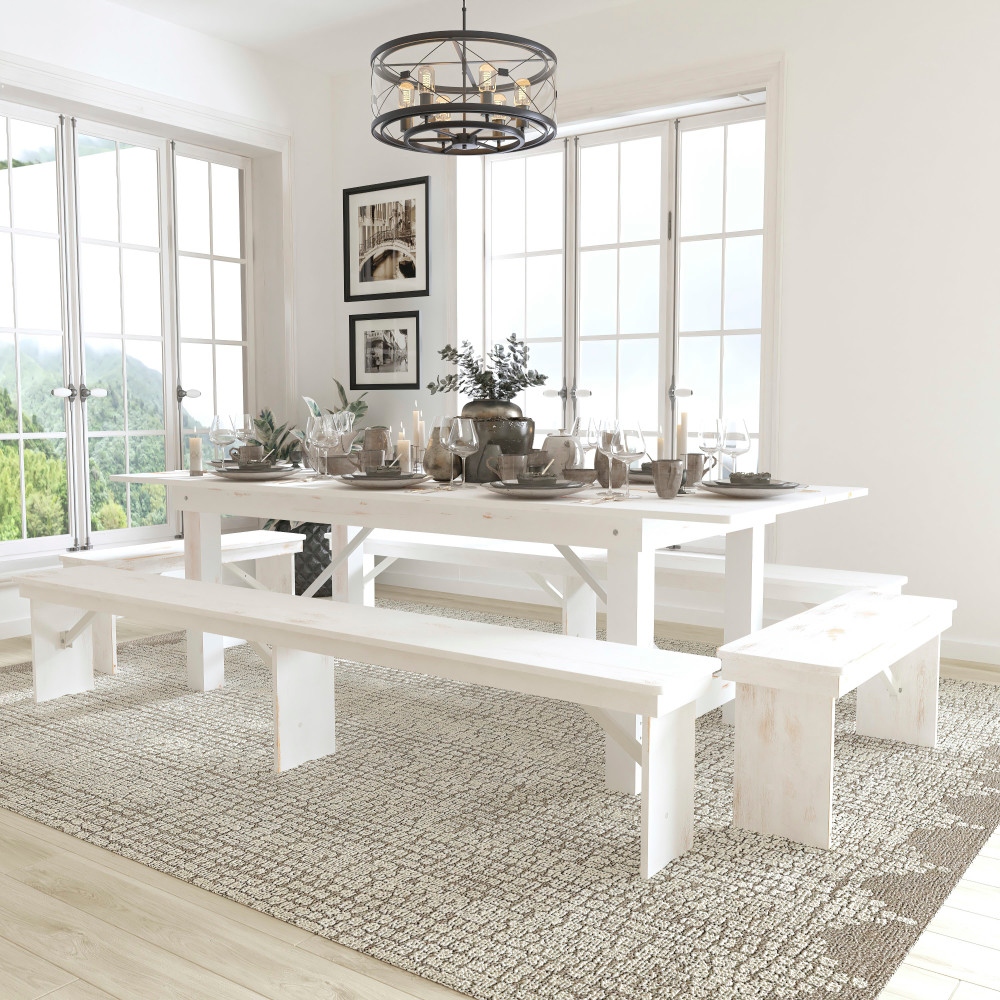 Lancaster dining table and bench set store
