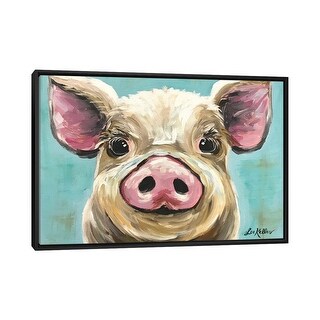 iCanvas "Rosey The Pig On Turquoise" by Hippie Hound Studios Framed ...